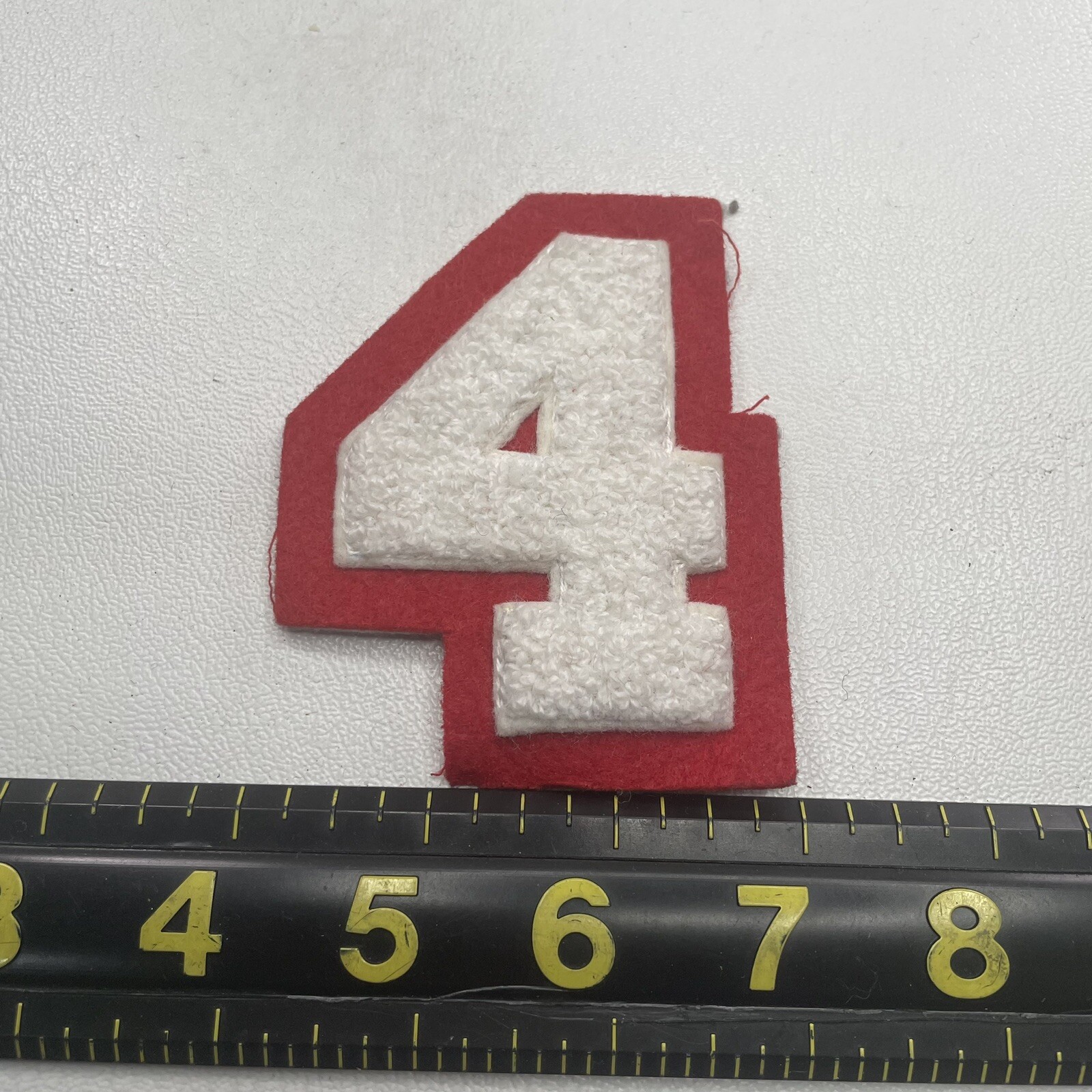 Chenille 4 White On Red #4 Letter Jacket Patch T038 | eBay
