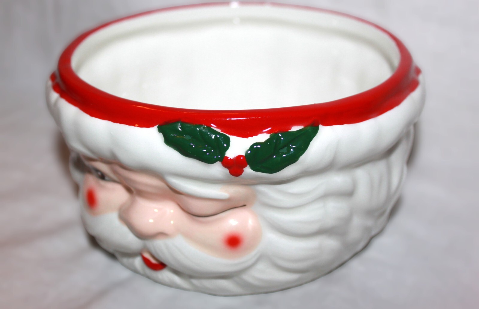 Winking Christmas Santa Claus Bowl Snack Treat Dish Old Fashioned ...