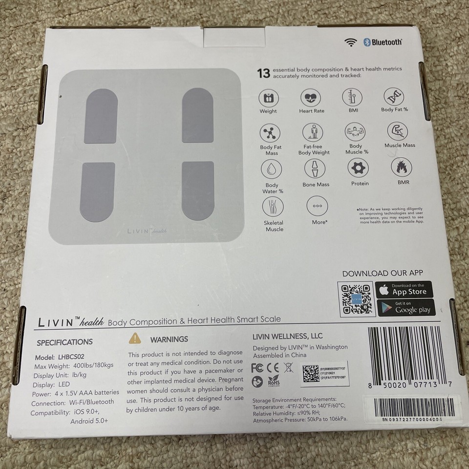 Livin Health Body Composition & Heart Health Smart Scale Wi-Fi NIB | eBay