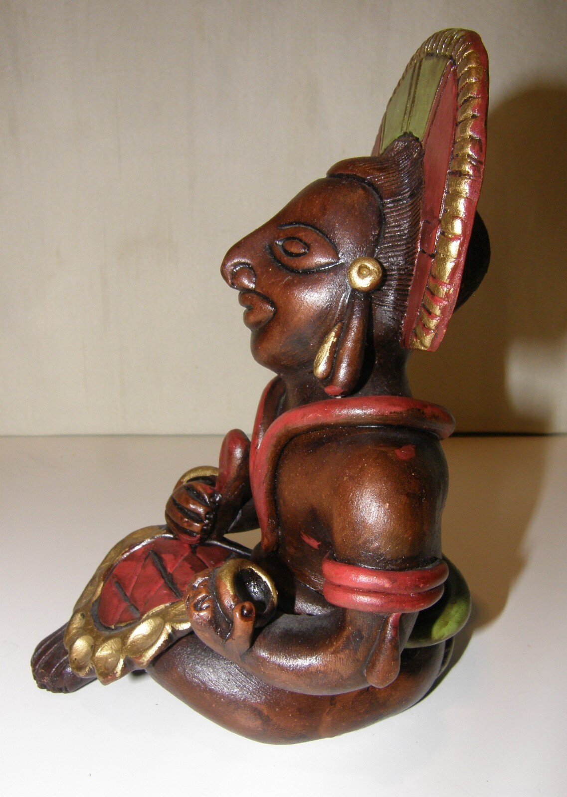 Clay Pottery Aztec Mayan Inca Warrior Chief Art Sculpture Folk Art ...