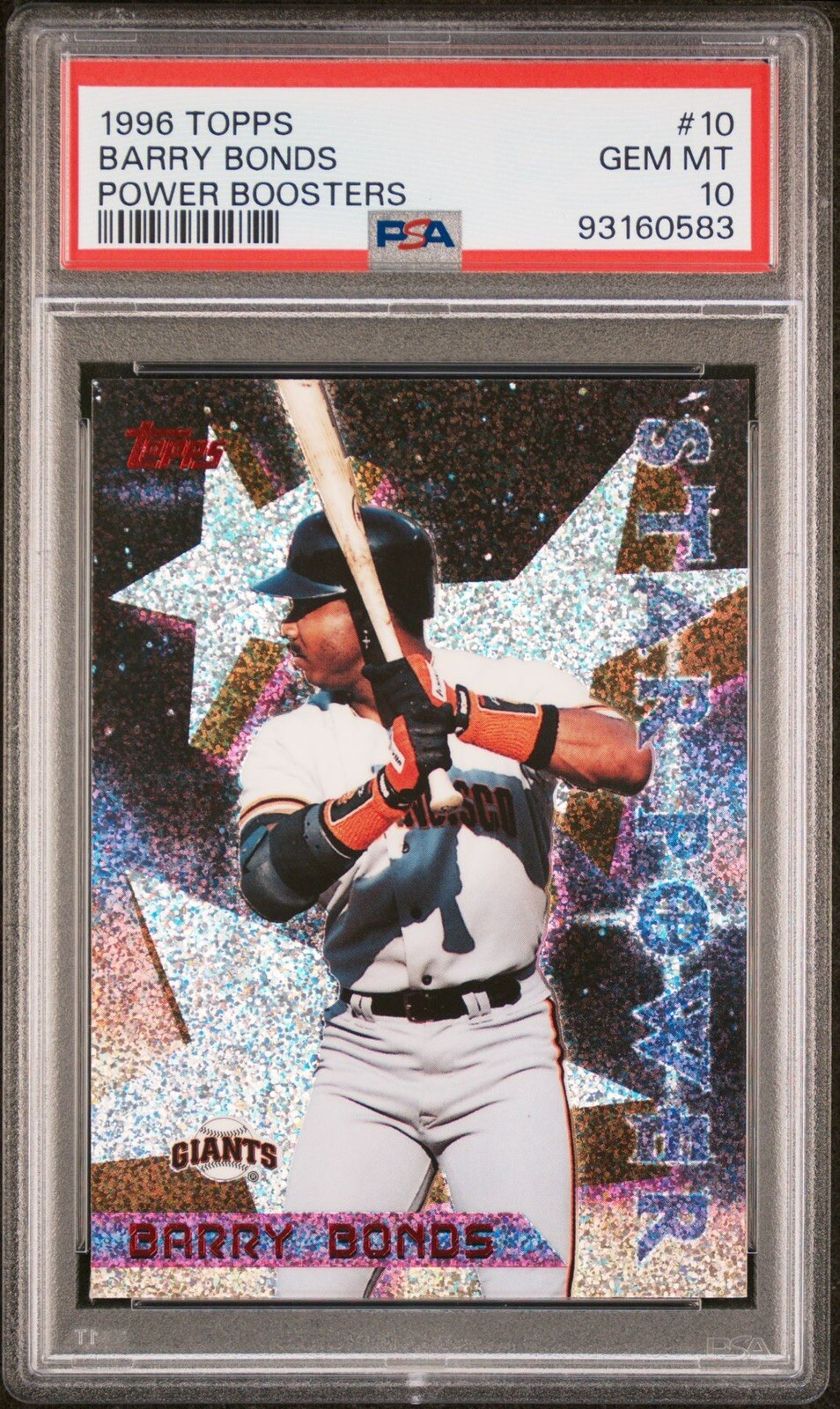 1996 TOPPS BARRY BONDS POWER BOOSTERS CARD #10 *GRADED PSA GEM MINT 10 ...
