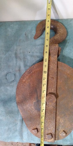 Vintage Industrial snatch block pulley with swivel lock Hook | eBay