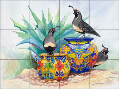 Southwest Tile Backsplash Susan Libby Art Wall Floor Glass Mural SLA012 ...