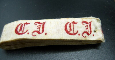 Antique c.1910 French MONOGRAM LAUNDRY Ribbon or Dollhouse Miniature ...