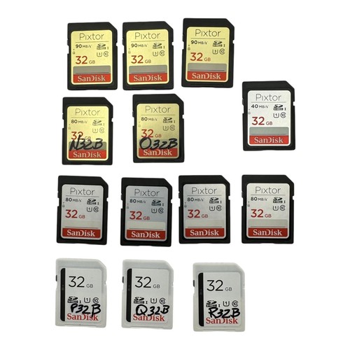 13X SanDisk 32GB SD Memory SDHC Cards Mix 13 Piece LOT Pixtor Class 10 ...