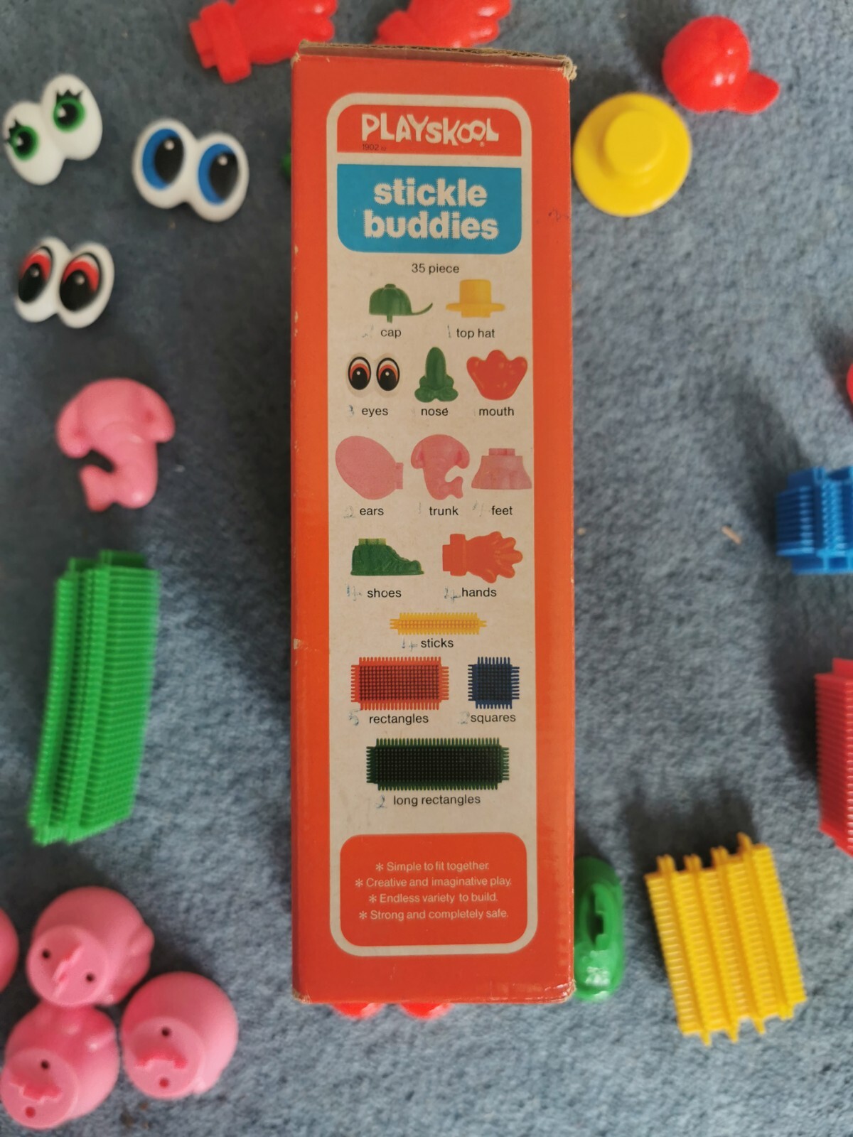 Playskool 1902 Vintage 1985 Stickle Buddies Bricks Toy Rare Complete ...