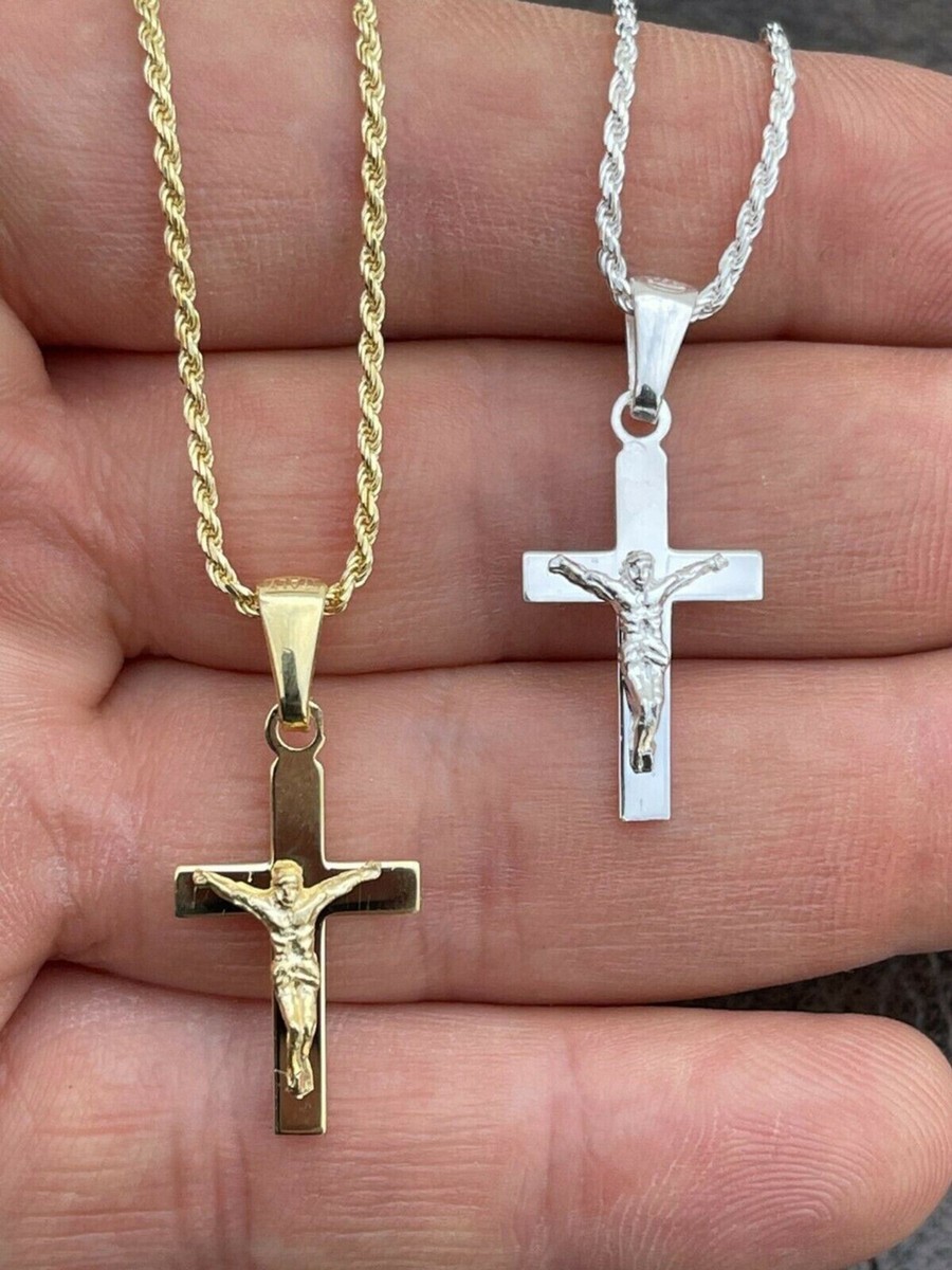 Plain Silver Cross Necklace For Men