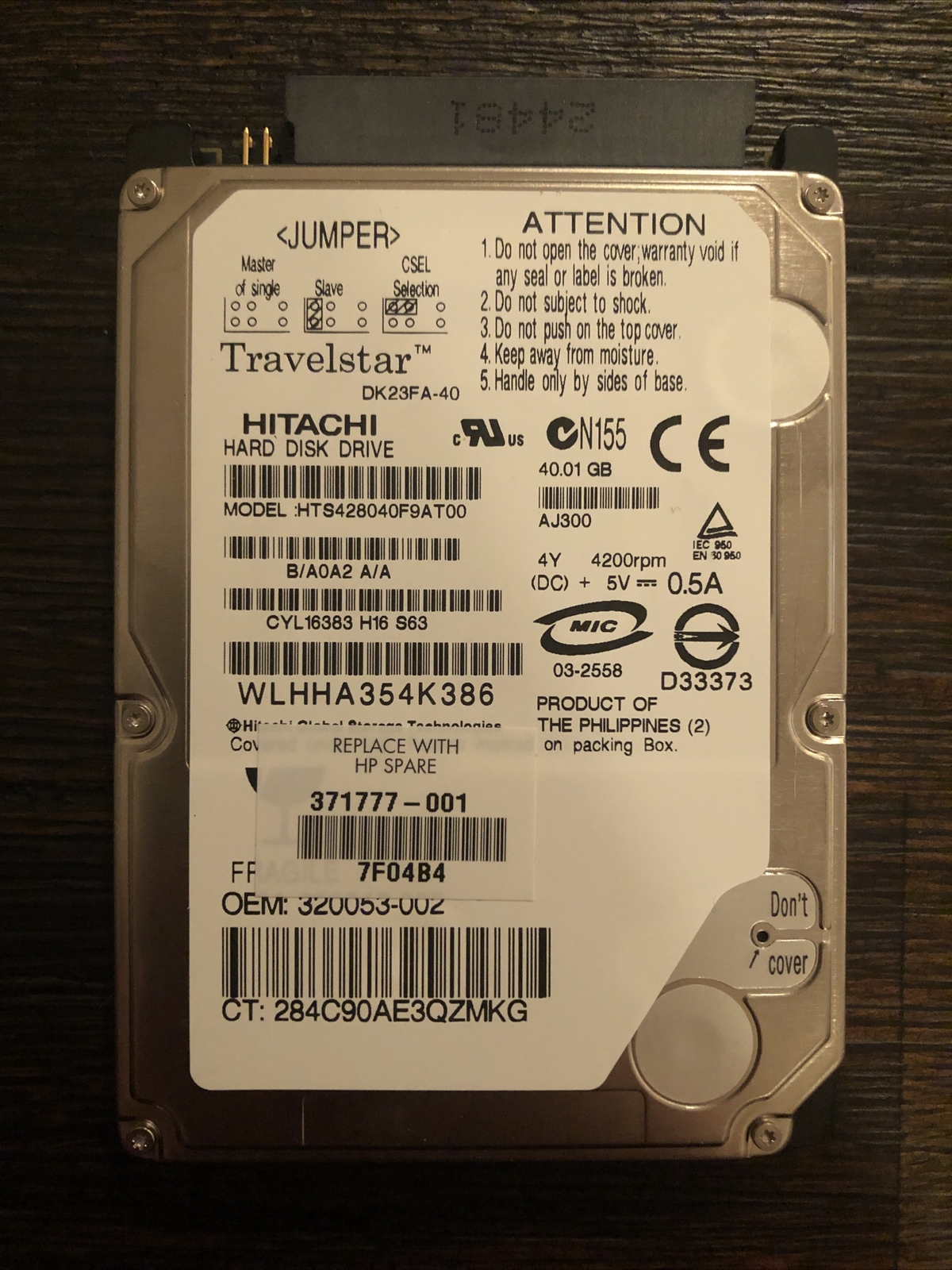 Hitachi DK23FA40 40 GB,Internal,4200 RPM,2.5" (DK23FA-40) Hard Drive ...