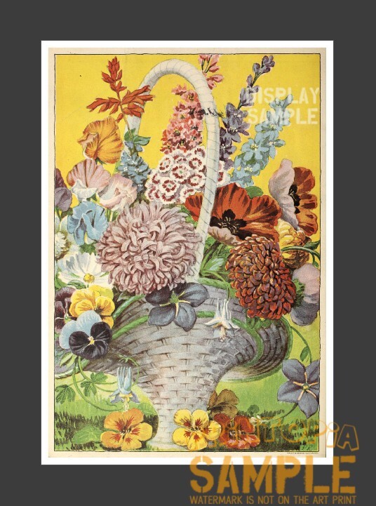 ACME Seed Co (1925) Beautiful Basket of Spring Flowers * Quality Art ...