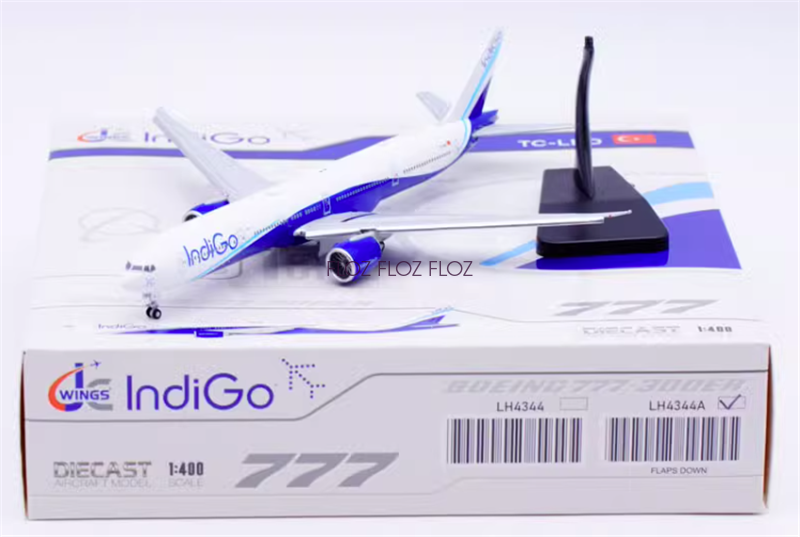 for JC Wings IndiGo for Boeing B777-300ER TC-LKD Flaps Down 1:400 Pre ...