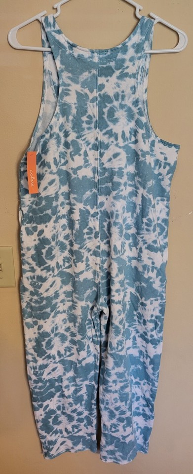 Colsie Tie-Dye Fleece Lounge Playsuit Aqua Blue Bodysuit Pockets XS ...