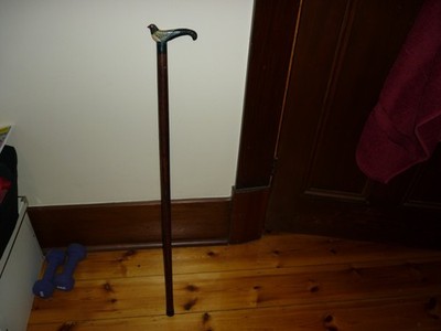 Vintage Bird Design Top Walking Stick 89cm High in Fair Cond with Chip ...