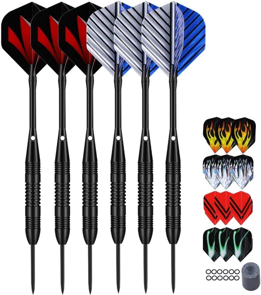 Precision 23g Steel Tip Darts Set - Unique Black Aluminum, Flight Combo ...