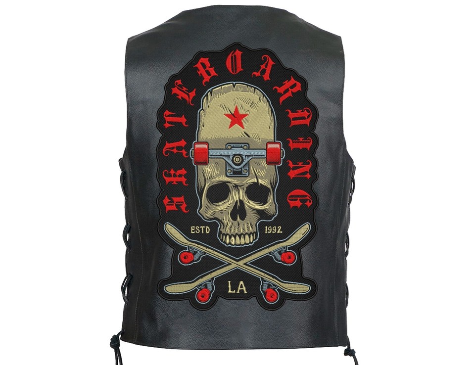 Skate Or Die 3 Large Embroidered Biker Back Patch Vest Jacket Denim ...