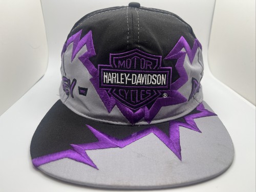 RARE 90s Harley Davidson Shockwave Snapback Jagged Edge Purple Hat Judy ...