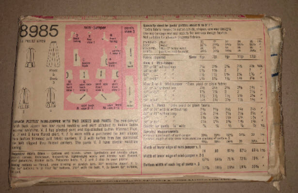 1970s #8985 Simplicity Vintage Sewing Pattern - Mini Jumper Skirt/Pant ...