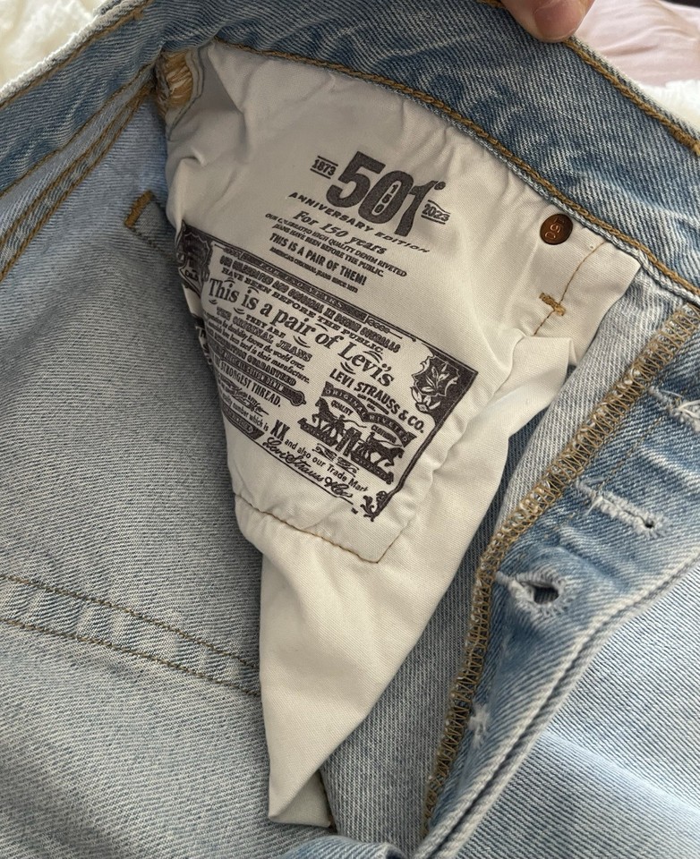 Levis 501 150th Anniversary Jeans Womens 31x30 Blue Button Fly Flower ...