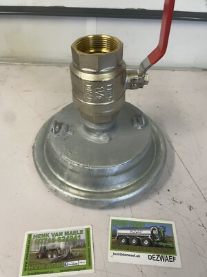 6" inch Bauer female end cap with 1 1/2" connector and brass ball valve ...
