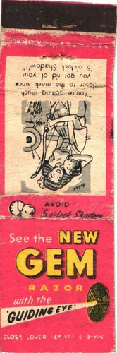See The New Gem Razor Avoid 5 O'clock Shadows Vintage Matchbook Cover ...
