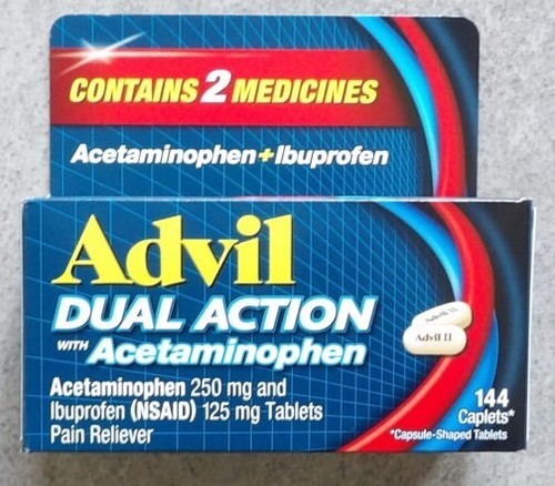 144 Advil Dual Action With 250 mg Acetaminophen + 125 mg Ibuprofen Pain ...