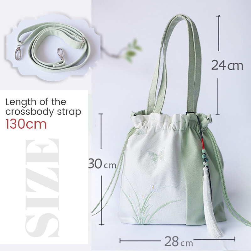 Chinese Embroidery Drawstring Bag Hanfu Handbag Floral Canvas Shoulder ...