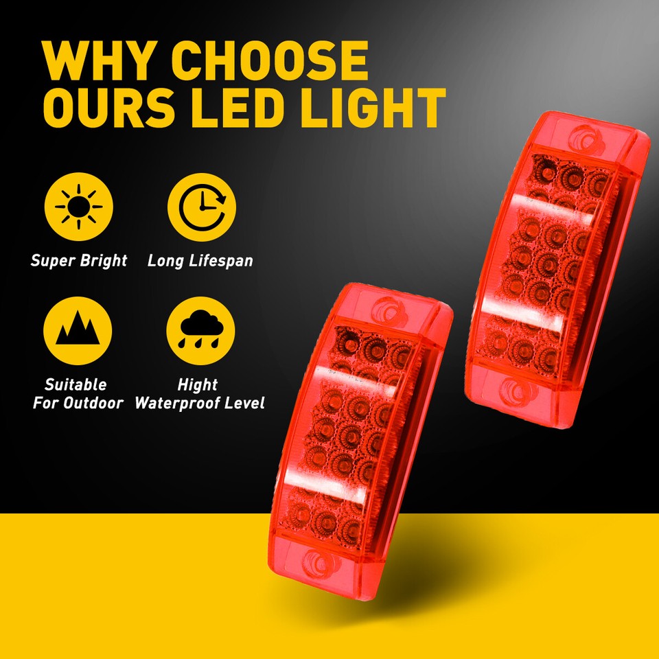 Red 21-LED Clearance Side Marker Lights Truck Trailer Turn Signal Light ...