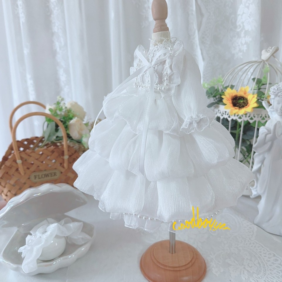 Blythe 1/6 1/4 1/3 BJD Clothes Outfit Snow White Chiffon Layer Dress ...