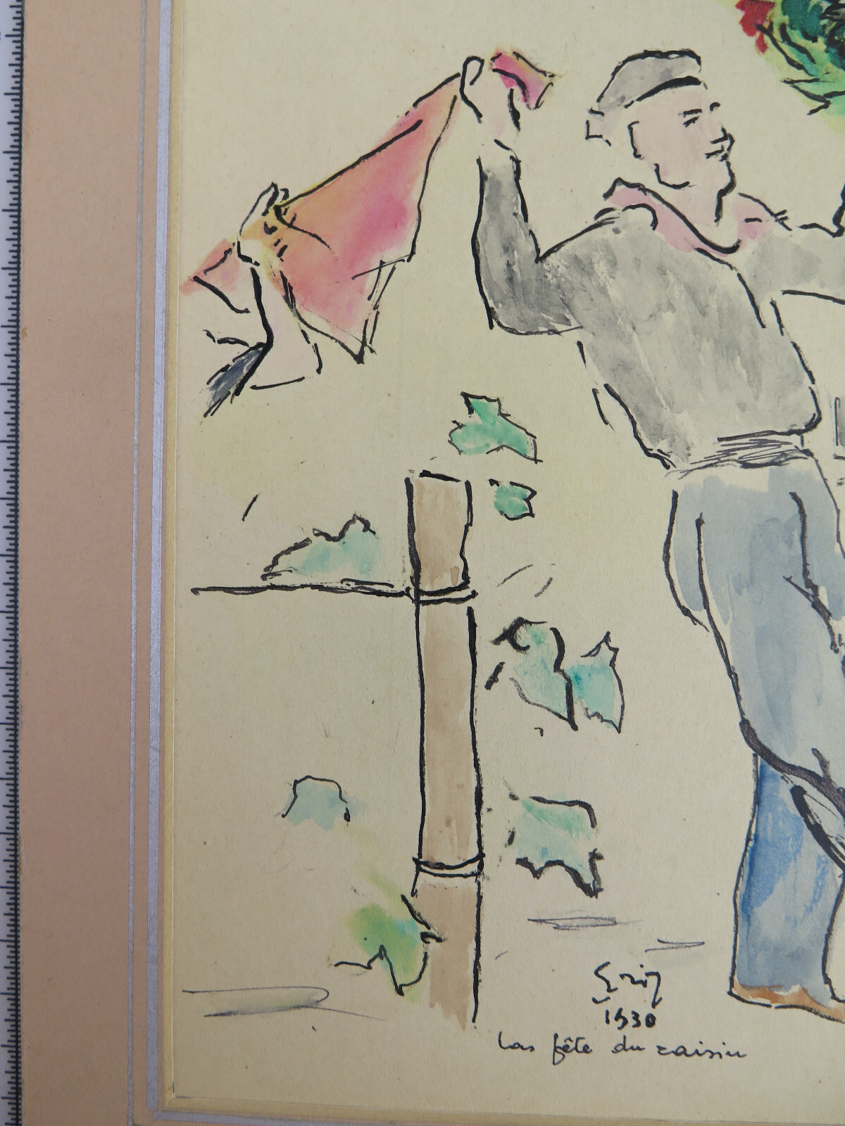 Fête Du Raisin Frejus Provence France Old Drawing Portrait Signed BM53 ...