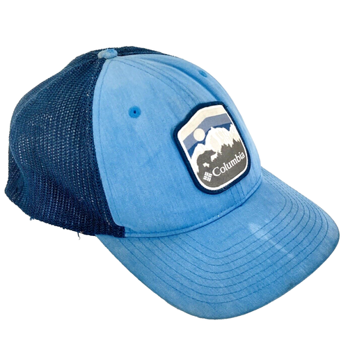 Columbia Cap SnapBack Trucker Mesh Blue Bear Mountain Patch L XL Fish ...