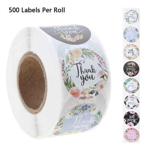 500pcs 4 Designs Floral Thank You Stickers Wedding Party Packaging Seal ...