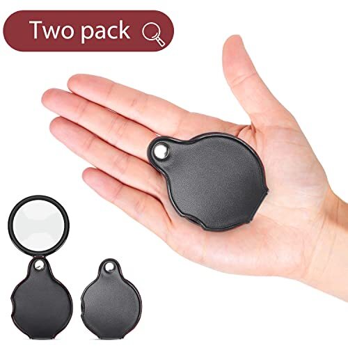 10X Small Magnifying Glass, TEOYALL 2 PCS Mini Pocket Magnifier Folding ...