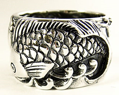 JAPANESE KOI CARP LUCKY FISH SOLID 925 STERLING SILVER RING | eBay