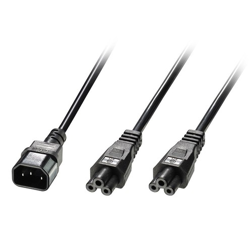 LINDY 2.5 m IEC C14 to 2 x IEC C5 "Y" Splitter Extension Cable Lead ...