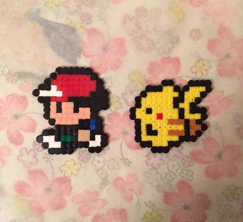 Pokemon 8 bit perler beads - Ash & Pikachù - perline Hama | eBay