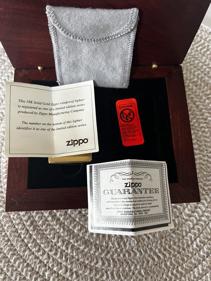 18k solid gold Zippo lighter With Cherry Box | eBay