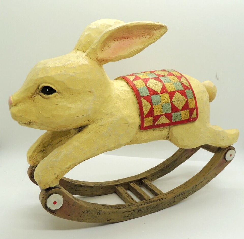 Rocking Rabbit Bunny with Quilt Folk Art Decor Easter Spring Folk Art ...