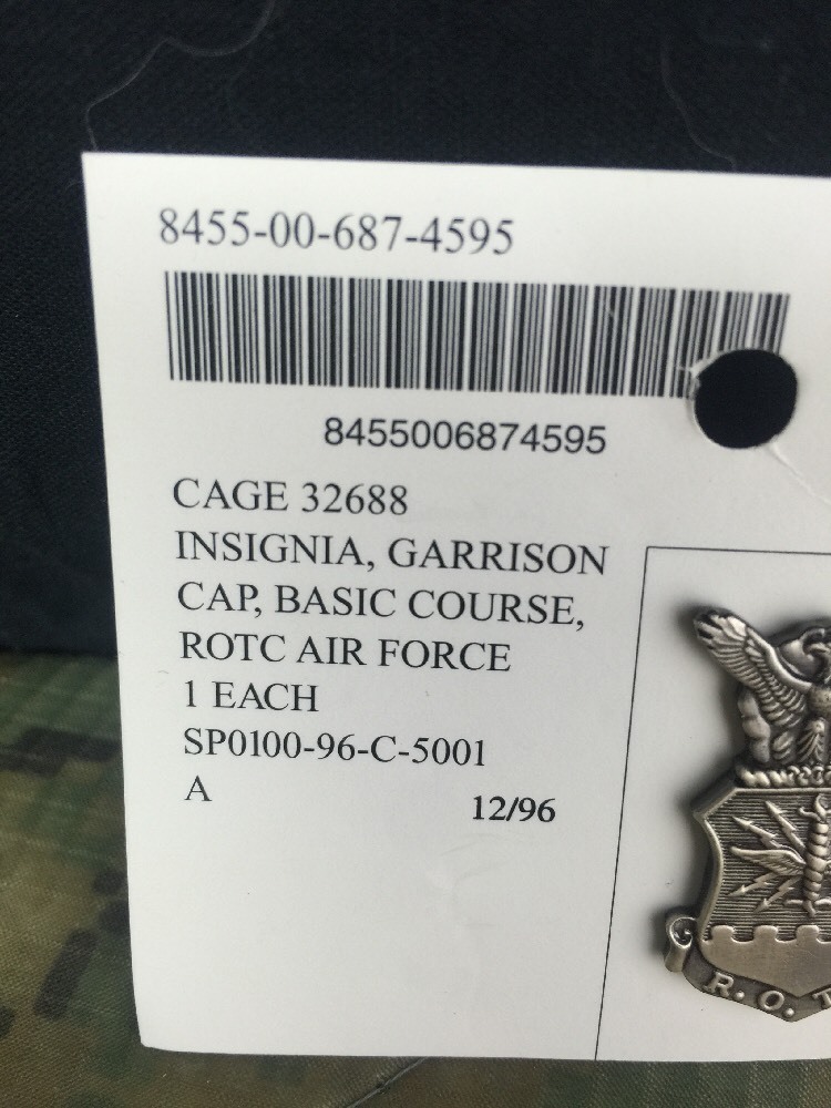 USAF ROTC INSIGNIA GARRISON CAP BASIC COURSE 8455-00-687-4595 NEW LOT ...