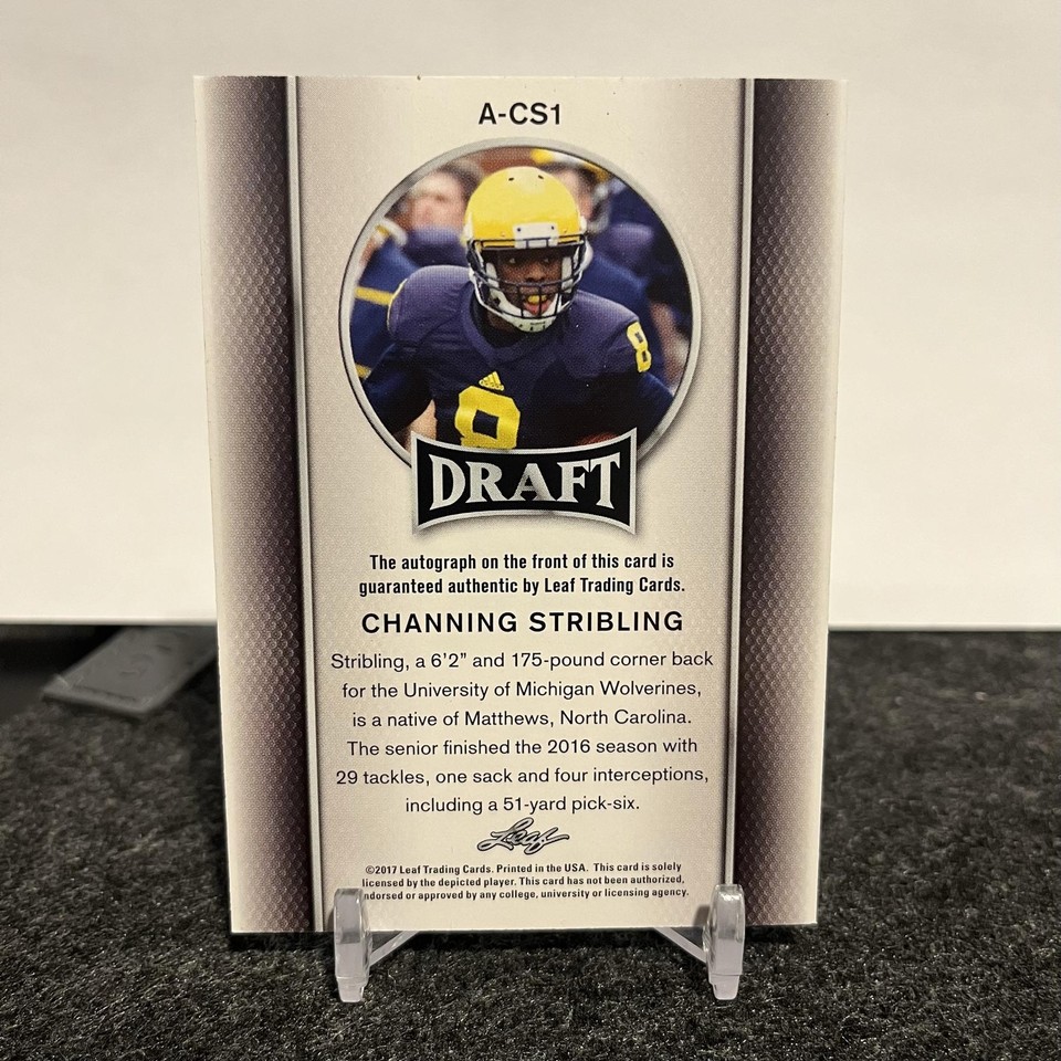 2017 Leaf Draft Channing Stribling A-CS1 AU Michigan Wolverines ...