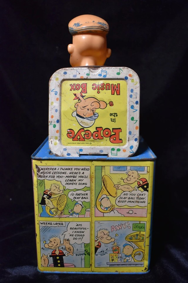 1953 Popeye in the Music Box with working springs super rare | eBay