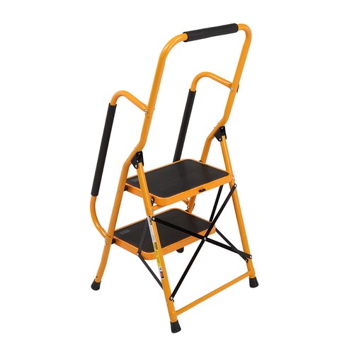 Iron 2 Step Ladder with Handrails Folding Design for Home and Office ...