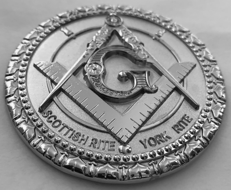 Freemason Masonic Heavy duty all chrome metal auto tag car truck Emblem ...