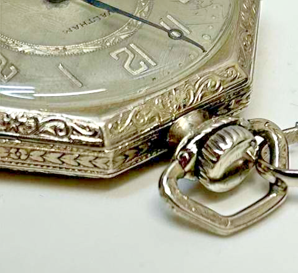 Waltham 14k White Gold Octagon Pocket Watch Used Rare | eBay