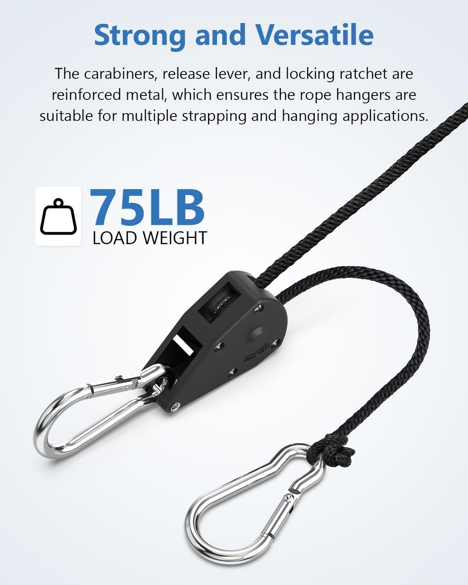 Grow Tent Accessories CDMALL 2 Pair Of 1/8'' Heavy Duty Adjustable Rope ...