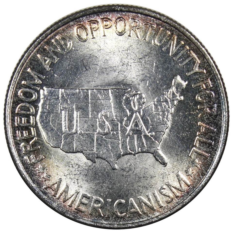 1952 Washington Carver Commemorative Half Dollar BU+ Rainbow Rim Toned ...