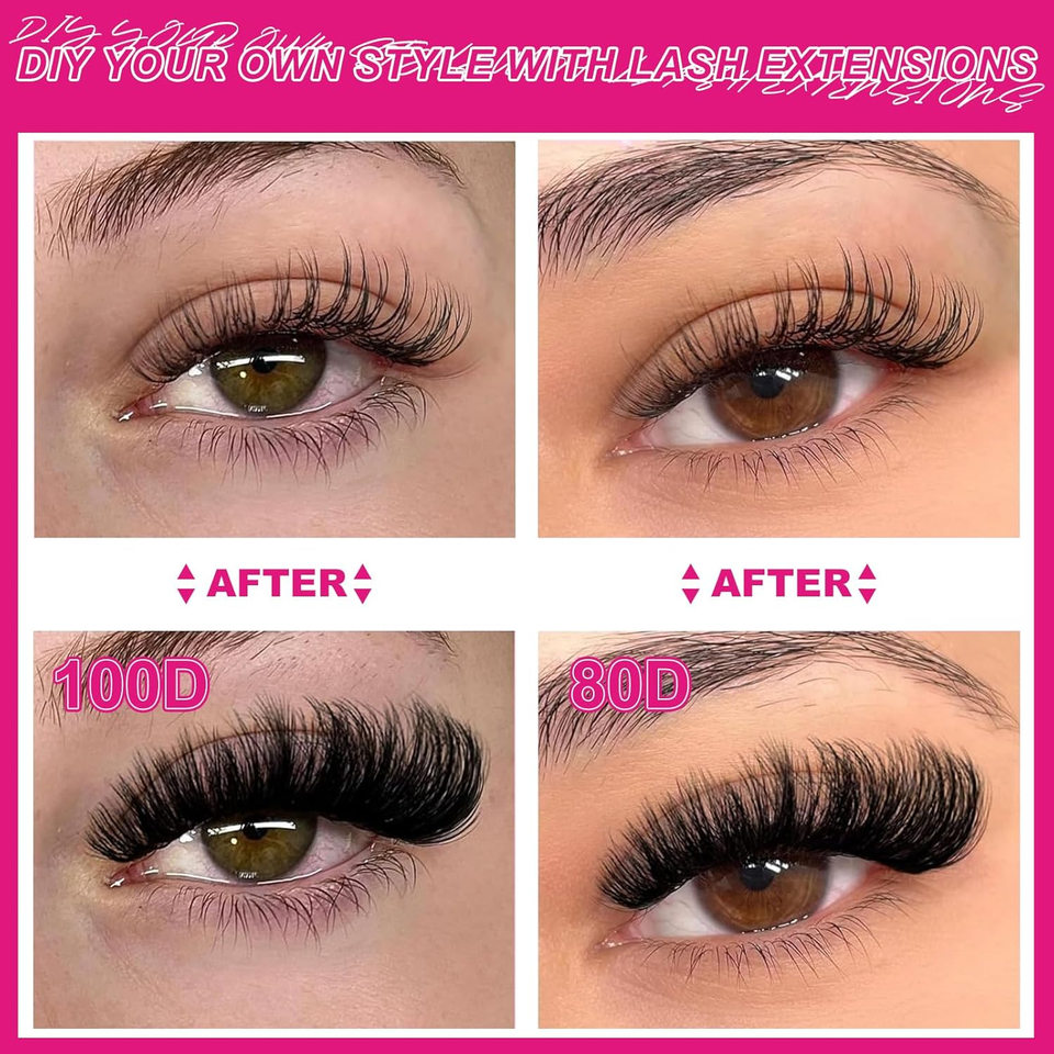 Lash Clusters Kit Fluffy 80D 100D Individual Lashes D Curl Cluster ...