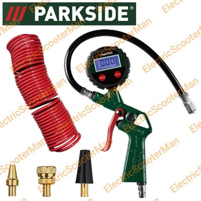 Parkside Tyre Inflator Air Gun with Digital Pressure Gauge for Air ...