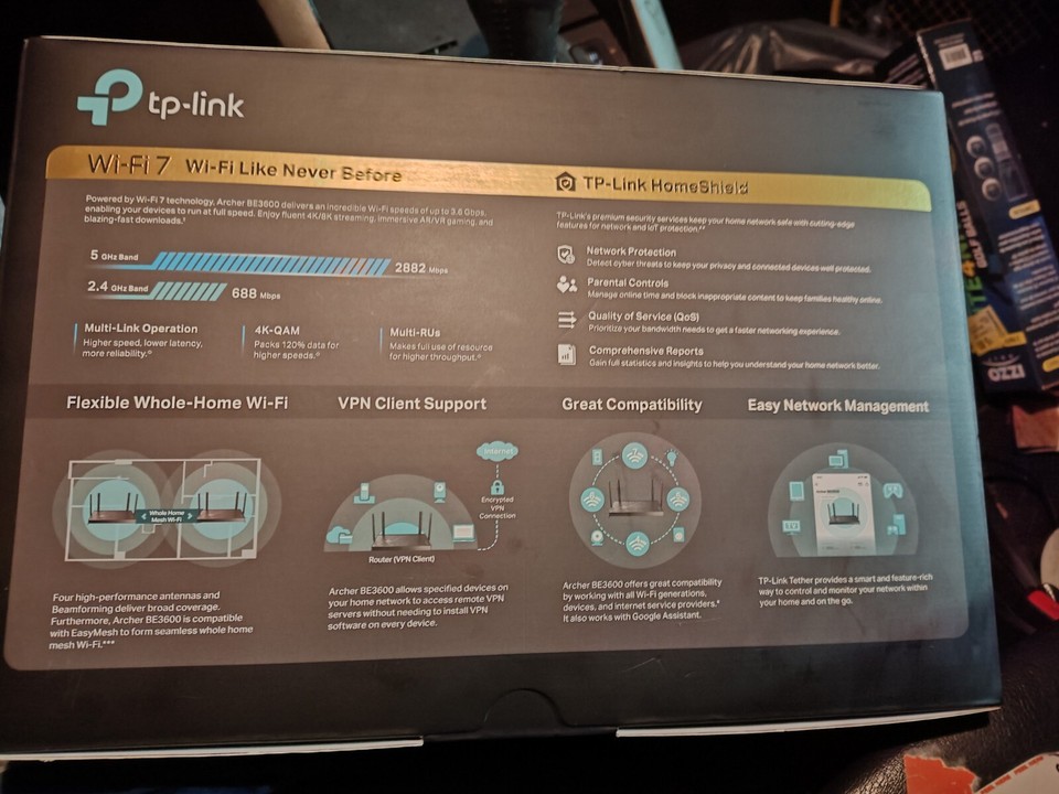 Dual Band wifi 7 router archer Tp Link Be3600 Gaming Reduce Latency Lag ...