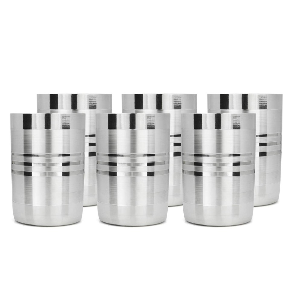 Stainless Steel Glass Set Ideal for Coffee & Tea Plain 300ml Set of 6 ...