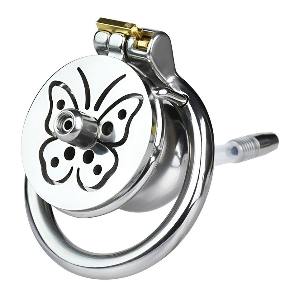 Inverted Plugged Male Chastity Device Stainless Steel Cage with Tube ...