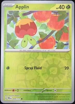 Pokemon TCG Applin 009/131 Prismatic Evolutions Reverse Holo Common ...